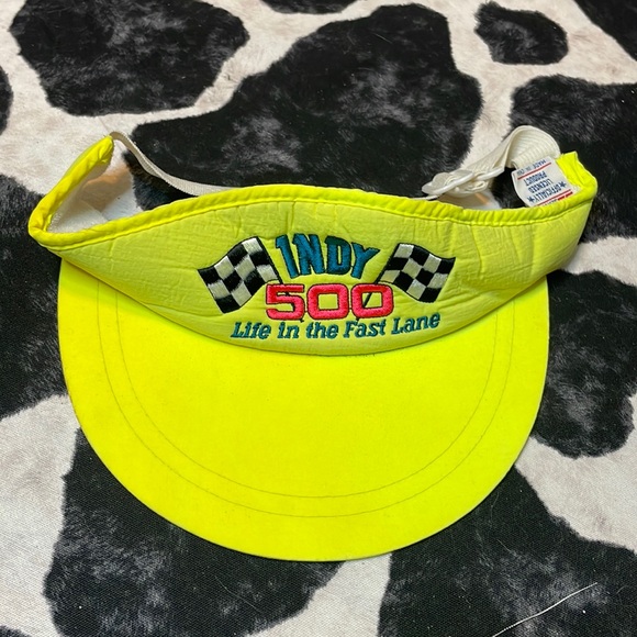 Accessories | Vintage Neon Yellow Indy 50 Life In The Fast Lane Visor ...
